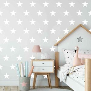 DXLING 48pcs/Set of Large White Stars Vinyl Wall Decor Stickers DIY White Star Wall Decals Art for Kids,Nursery Room Decor Mural Wallpaper D399 (White)