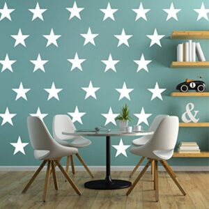 DXLING 48pcs/Set of Large White Stars Vinyl Wall Decor Stickers DIY White Star Wall Decals Art for Kids,Nursery Room Decor Mural Wallpaper D399 (White)