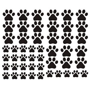 49 pieces/set dog paws wall decals vinyl pawprints sticker animal footprint wall art decoration for kids boy girl baby nursery bedroom living room animal tracks decor ymx21 (black)