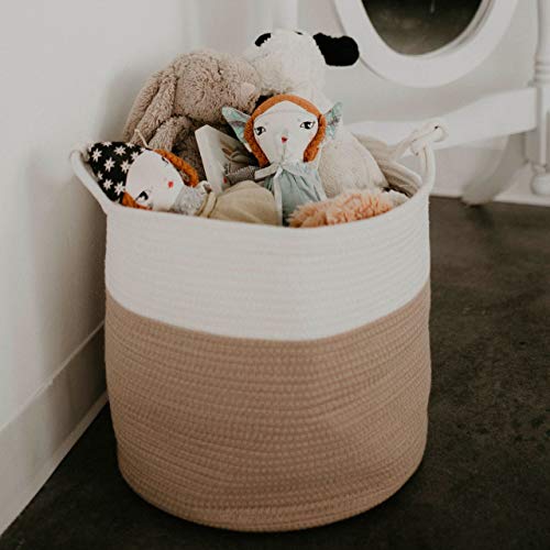 Parker Baby Nursery Storage Basket - Rope Storage Bin and Organizer for Laundry, Toys and Baby Blankets