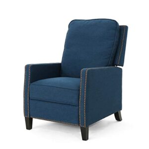 christopher knight home armstrong recliner, navy blue + dark brown