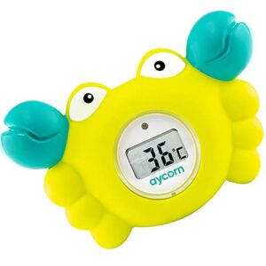 aycorn digital baby bath thermometer baby safety - fahrenheit water temperature thermometer & room thermometer with led display and temperature warning - infant baby bath toys floating toy thermometer