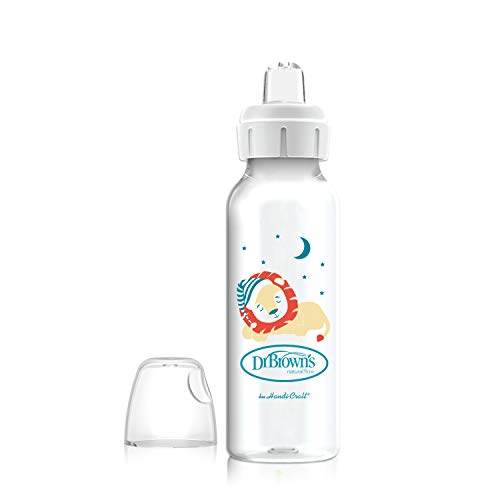 Dr. Brown’s® Milestones™ Narrow Sippy Bottle, 100% Silicone Soft Sippy Spout, 8oz/250mL, Lion, 6m+