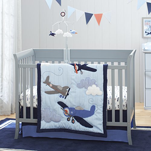 Carter's Take Flight Airplane/Cloud/Star Super Soft Changing Pad Cover, Blue, Navy, White,