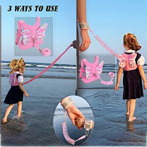 Toddlers Leash + Anti Lost Wrist Link Child Kids Safety Harness Kids Walking Wristband Assistant Strap Belt for Girl Pink Christmas Gift