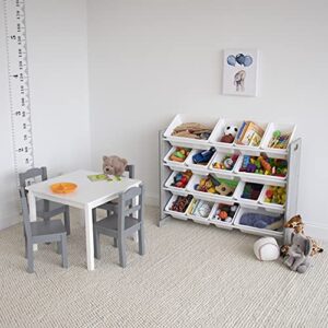 Humble Crew, White/Grey Kids Wood Table and 4 Chairs Set