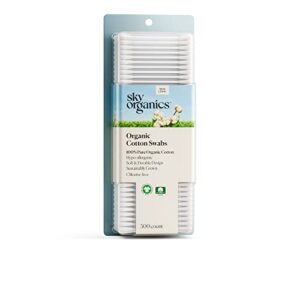 sky organics organnic cotton swabs for sensitive skin, 100% pure gots certified organic for beauty & personal care, 500 ct.