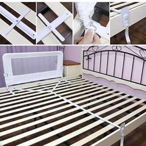 KOOLDOO Bed Rail for Toddlers, Fold Down Tall Bed Rail Guards with NBR Foam and 1Piece Seat Belt for Kids,Fits Twin, Double, Full, Queen Size Bed(43" L*22.8" H, White)