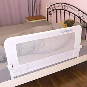 KOOLDOO Bed Rail for Toddlers, Fold Down Tall Bed Rail Guards with NBR Foam and 1Piece Seat Belt for Kids,Fits Twin, Double, Full, Queen Size Bed(43" L*22.8" H, White)