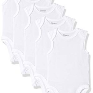 Hanes Baby Bodysuits, Ultimate Flexy Sleeveless for Boys & Girls, 5-Pack, Diamond White, 12-18 Months