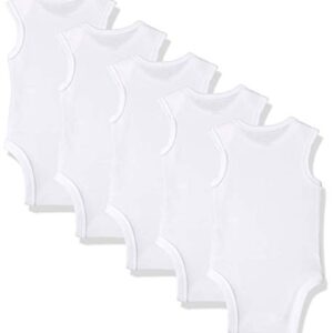 Hanes Baby Bodysuits, Ultimate Flexy Sleeveless for Boys & Girls, 5-Pack, Diamond White, 12-18 Months