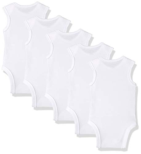 Hanes Baby Bodysuits, Ultimate Flexy Sleeveless for Boys & Girls, 5-Pack, Diamond White, 12-18 Months