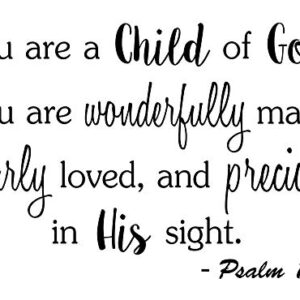 You are a Child of God You are Wonderfully Made 23 x 15 Vinyl Wall Quote Decal Sticker Church Religious Calligraphy Corinthians Nursery Art Decor Motivational Inspirational Decorative Lettering