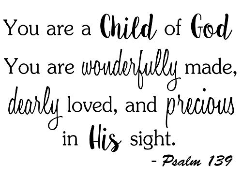 You are a Child of God You are Wonderfully Made 23 x 15 Vinyl Wall Quote Decal Sticker Church Religious Calligraphy Corinthians Nursery Art Decor Motivational Inspirational Decorative Lettering