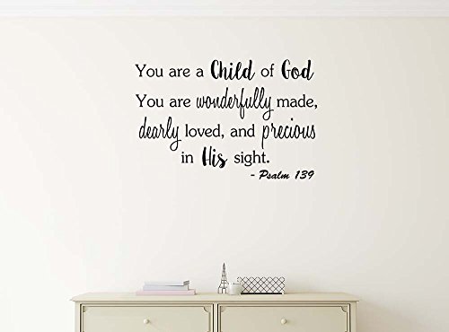 You are a Child of God You are Wonderfully Made 23 x 15 Vinyl Wall Quote Decal Sticker Church Religious Calligraphy Corinthians Nursery Art Decor Motivational Inspirational Decorative Lettering