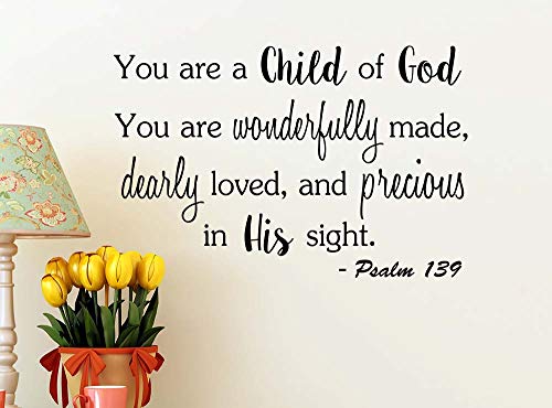 You are a Child of God You are Wonderfully Made 23 x 15 Vinyl Wall Quote Decal Sticker Church Religious Calligraphy Corinthians Nursery Art Decor Motivational Inspirational Decorative Lettering