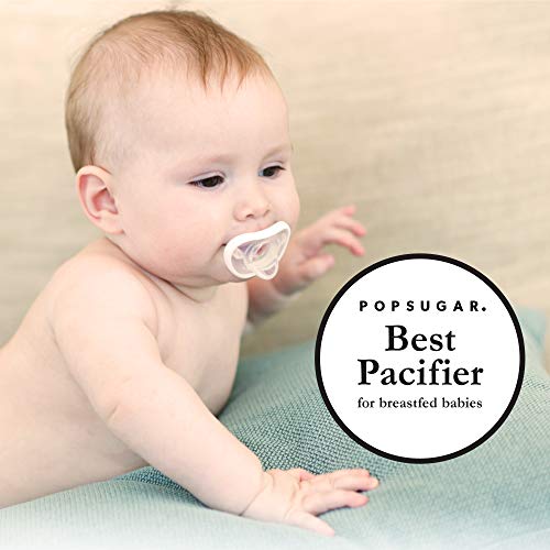 Nanobebe Baby Pacifiers 0-3 Month - Orthodontic, Curves Comfortably with Face Contour, Award Winning for Breastfeeding Babies, 100% Silicone - BPA Free. Perfect Baby Registry Gift 2pk,Grey