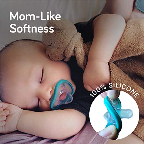 Nanobebe Baby Pacifiers 0-3 Month - Orthodontic, Curves Comfortably with Face Contour, Award Winning for Breastfeeding Babies, 100% Silicone - BPA Free. Perfect Baby Registry Gift 2pk,Grey