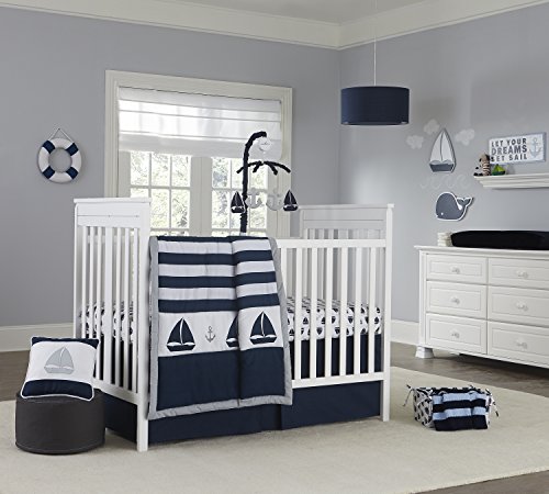 Nautica Kids Nursery Separates Super Soft Changing Pad Cover, Navy & Light Blue Anchor