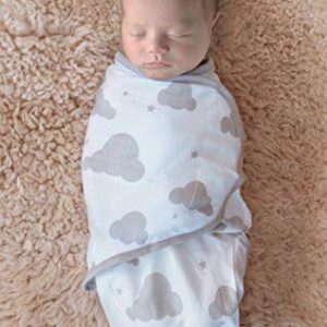 100% Organic Cotton Swaddle Blanket Baby Girl Boy Infant Sleep Sack Wrap, Adjustable Infant Swaddle Wrap Newborn Babies Small 0-3 Months. Clouds, Swirls, and Sleepy Animals. (Neutral Gray 3Pk)