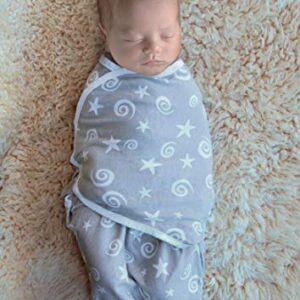 100% Organic Cotton Swaddle Blanket Baby Girl Boy Infant Sleep Sack Wrap, Adjustable Infant Swaddle Wrap Newborn Babies Small 0-3 Months. Clouds, Swirls, and Sleepy Animals. (Neutral Gray 3Pk)