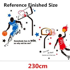 KeLay Fs 3D Basketball Player Wall Decals Decors for Boys Room,Sports Wall Decals Stickers, Basketball Slam Dunk Wall Decals for Boys Bedroom