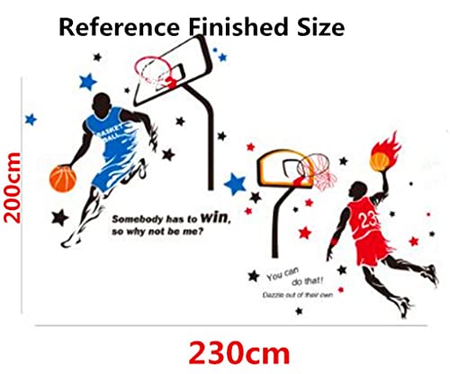 KeLay Fs 3D Basketball Player Wall Decals Decors for Boys Room,Sports Wall Decals Stickers, Basketball Slam Dunk Wall Decals for Boys Bedroom