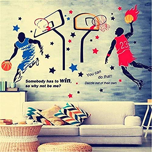 KeLay Fs 3D Basketball Player Wall Decals Decors for Boys Room,Sports Wall Decals Stickers, Basketball Slam Dunk Wall Decals for Boys Bedroom