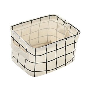 4 Pack Canvas Storage Basket Bins, Home Decor Organizers Bag for Adult Makeup, Baby Toys Liners, Books (4 Pack, Yellow Checks)