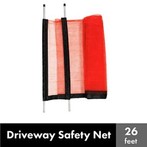 Play It Safe Driveway Net, Orange – Removable Safety Netting, Fits Driveways up to 25’ Wide, Kid Safe Barrier Net with Bright Orange Color for High Visibility, RPDN26