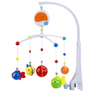 fisca baby musical crib mobile, infant bed decoration toy hanging rotating bell with melodies dual purpose (mobile & bath toy)