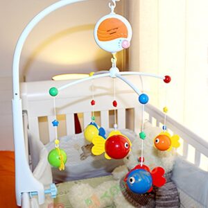 Fisca Baby Musical Crib Mobile, Infant Bed Decoration Toy Hanging Rotating Bell with Melodies Dual Purpose (Mobile & Bath Toy)