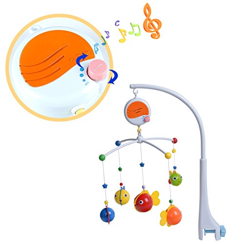 Fisca Baby Musical Crib Mobile, Infant Bed Decoration Toy Hanging Rotating Bell with Melodies Dual Purpose (Mobile & Bath Toy)