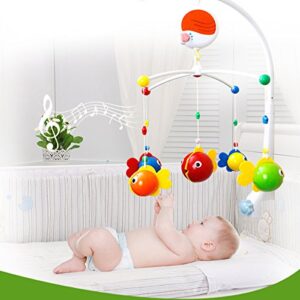 Fisca Baby Musical Crib Mobile, Infant Bed Decoration Toy Hanging Rotating Bell with Melodies Dual Purpose (Mobile & Bath Toy)