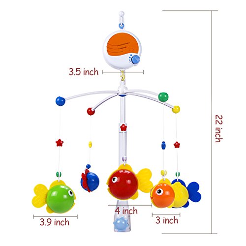 Fisca Baby Musical Crib Mobile, Infant Bed Decoration Toy Hanging Rotating Bell with Melodies Dual Purpose (Mobile & Bath Toy)