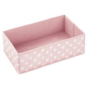 mDesign Fabric Drawer Organizer Bins, Kids/Baby Nursery Dresser, Closet, Shelf, Playroom Organization, Hold Clothes, Toys, Diapers, Bibs, Blankets, 4 Pack - Pink/White Polka Dot