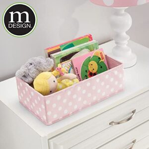 mDesign Fabric Drawer Organizer Bins, Kids/Baby Nursery Dresser, Closet, Shelf, Playroom Organization, Hold Clothes, Toys, Diapers, Bibs, Blankets, 4 Pack - Pink/White Polka Dot