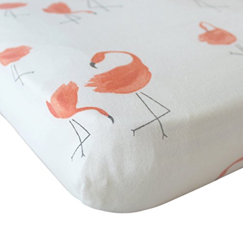 Baby Changing Pad Cover Set Muslin, Portable Contoured Diaper Change Pad Sheet for Boys and Girls by Vlokup, Flamingo