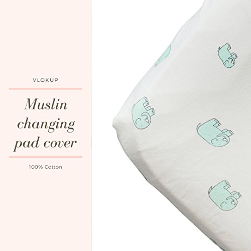 Baby Changing Pad Cover Set Muslin, Portable Contoured Diaper Change Pad Sheet for Boys and Girls by Vlokup, Flamingo