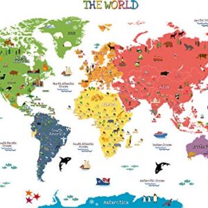 HomeEvolution Kids Educational Removable World Map Peel and Stick Large Wall Decals Stickers for Children Nursery Bedroom Living Room…