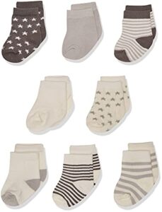 touched by nature baby organic cotton socks, charcoal stars, 0-6 months