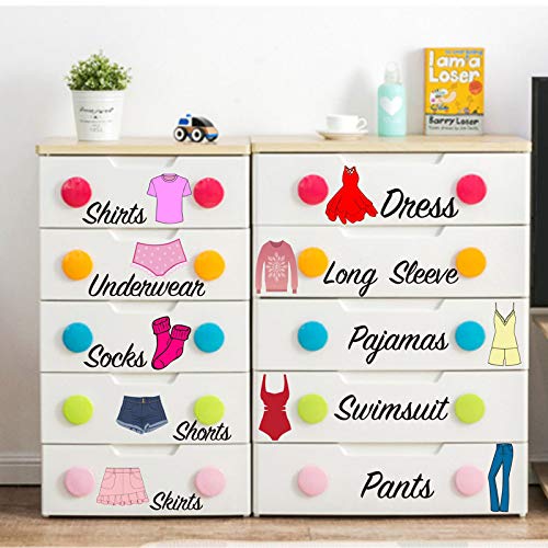 Dresser Clothing Decal Girl Dresser Labels for Bedroom Decor Drawer Organizing Stickers