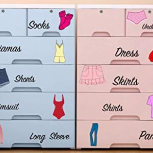 Dresser Clothing Decal Girl Dresser Labels for Bedroom Decor Drawer Organizing Stickers