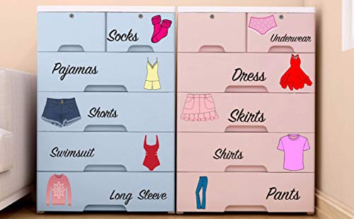 Dresser Clothing Decal Girl Dresser Labels for Bedroom Decor Drawer Organizing Stickers