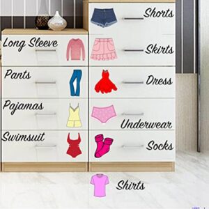 Dresser Clothing Decal Girl Dresser Labels for Bedroom Decor Drawer Organizing Stickers