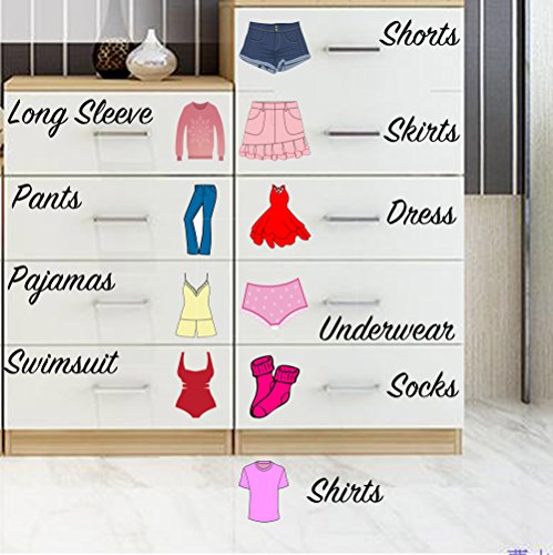 Dresser Clothing Decal Girl Dresser Labels for Bedroom Decor Drawer Organizing Stickers