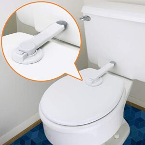 toilet lock child safety - ideal baby proof toilet seat lock with 3m adhesive | easy installation, no tools needed | fits most toilet seats - white (1 pack)