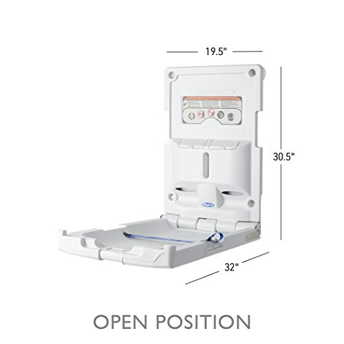 SafetyCraft Wall-Mounted Baby Changing Station, Vertical Changing Table with Safety Straps for Commercial Restrooms, Light Gray