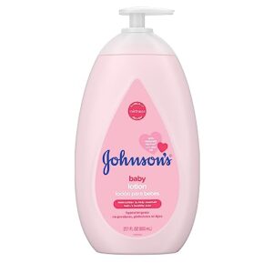 johnson's moisturizing pink baby lotion with coconut oil, hypoallergenic and dermatologist-tested, 27.1 fl. oz