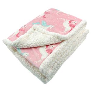 BORITAR Sherpa Throw Blanket Super Soft Warm Ultra Luxurious Fleece Blanket for Baby Children Teens, Young Girls or Adult Minky Blanket with Sherpa Plush Backing (50 x 60 Inch, Lovely Pink Unicorn)